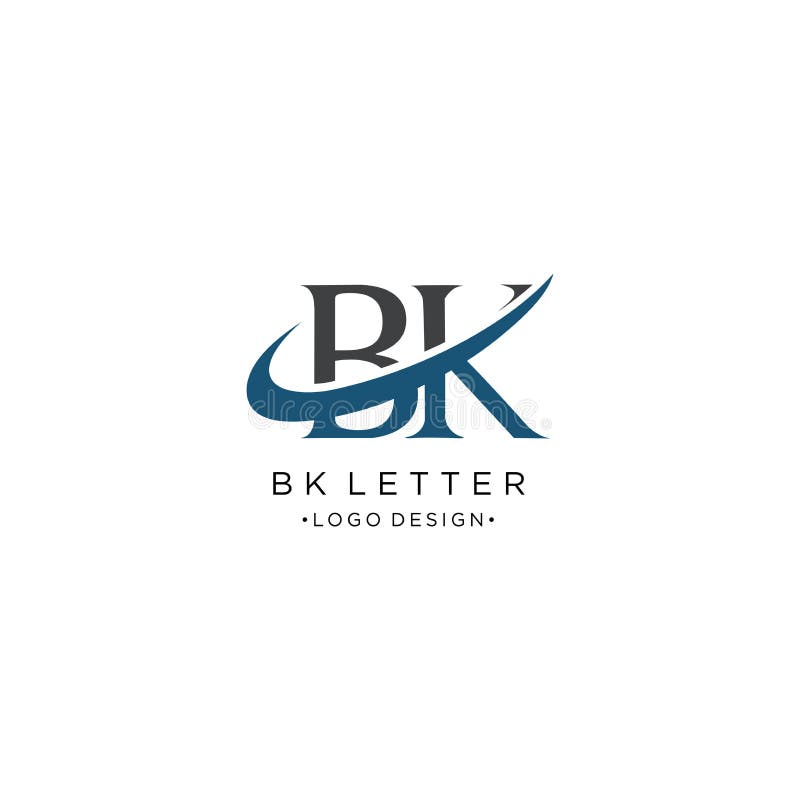 BK Letter Logo Design with Serif Font and Swoosh Vector Illustration ...