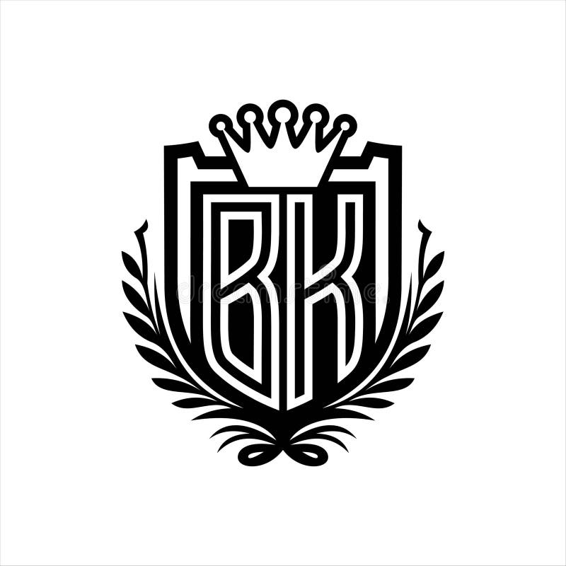 BK Logo Heraldic Shield Shape with Crown, Vintage Crest on White ...