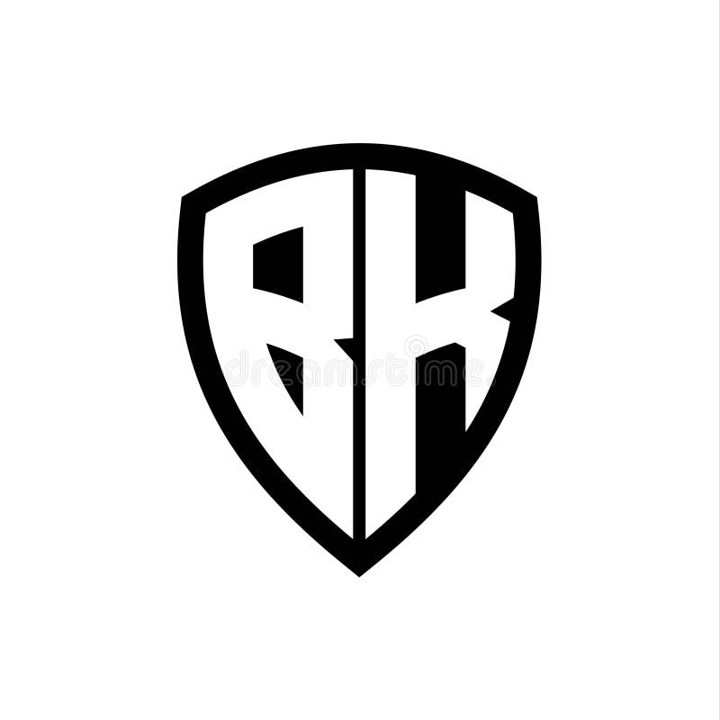 BK Monogram Logo with Bold Letters Shield Shape with Black and White ...