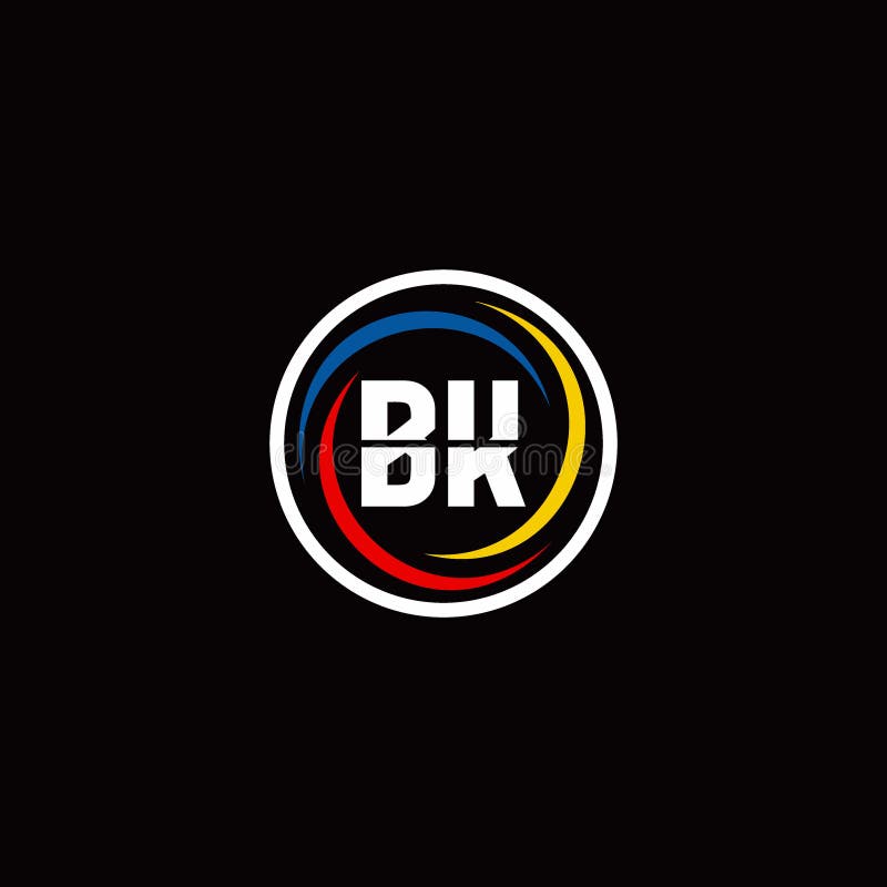 BK Monogram Logo Isolated on Circle Shape with 3 Slash Colors Rounded ...