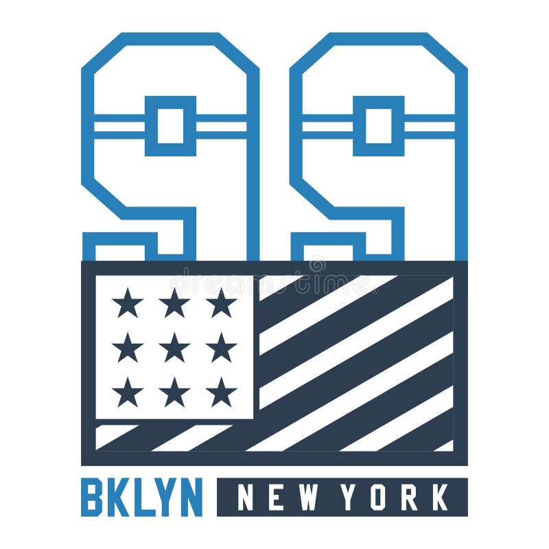 New York, BKLYN Vintage Number Graphic for T-shirt. Original Clothes ...