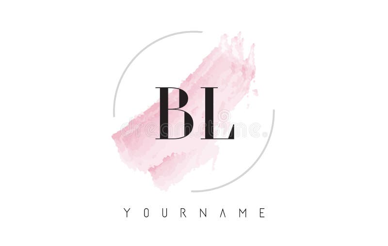 BL B L Watercolor Letter Logo Design with Circular Brush Pattern Stock ...