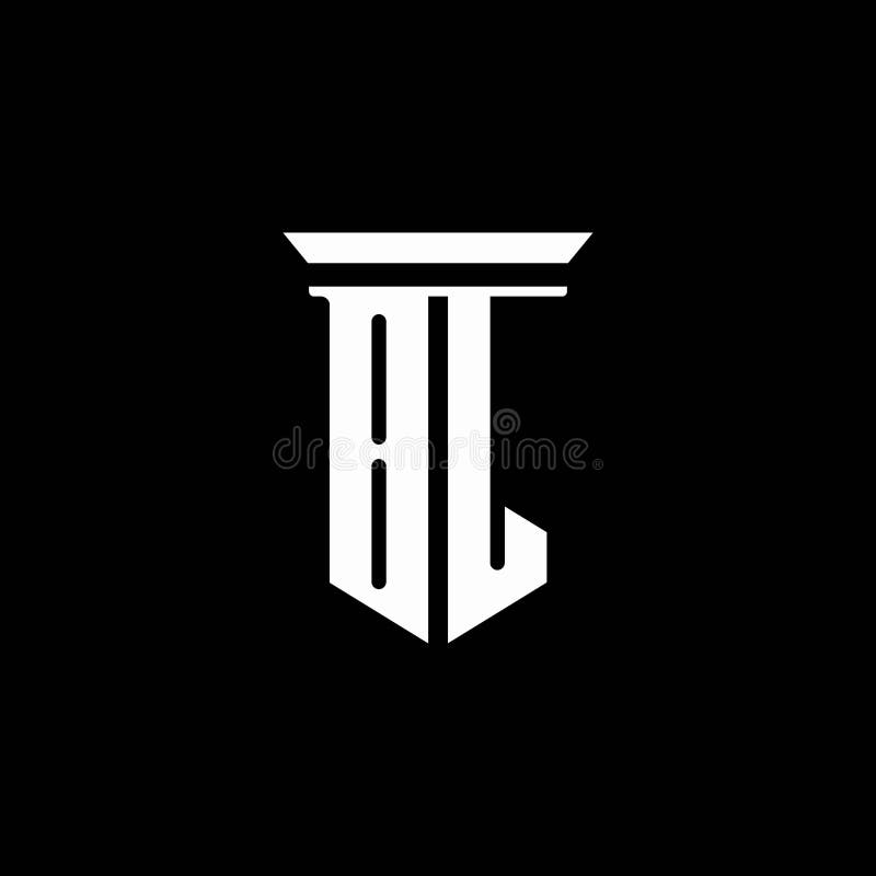 BL Monogram Logo with Emblem Style Isolated on Black Background Stock ...