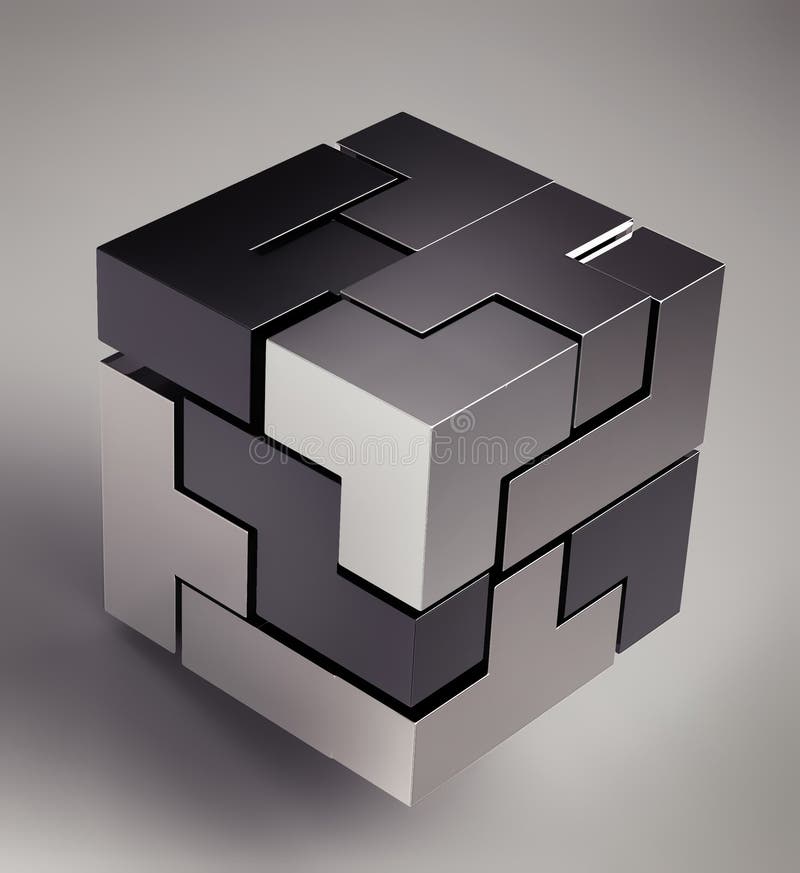 Black 3d Futuristic Cube Abstraction Stock Illustration Illustration