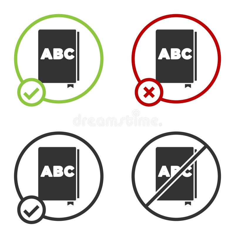Black ABC Book Icon Isolated on White Background. Dictionary Book Sign ...