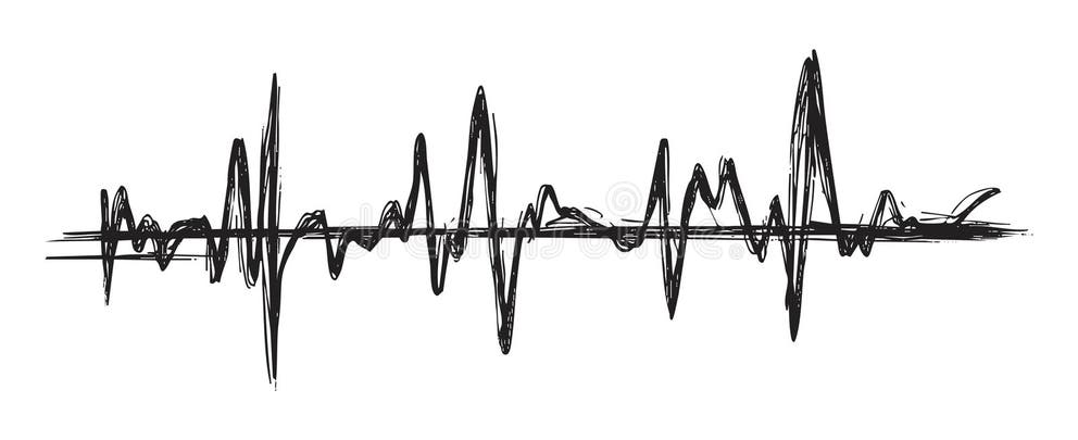 Black Abstract Audio Waveform on a White Background. Stock Illustration ...