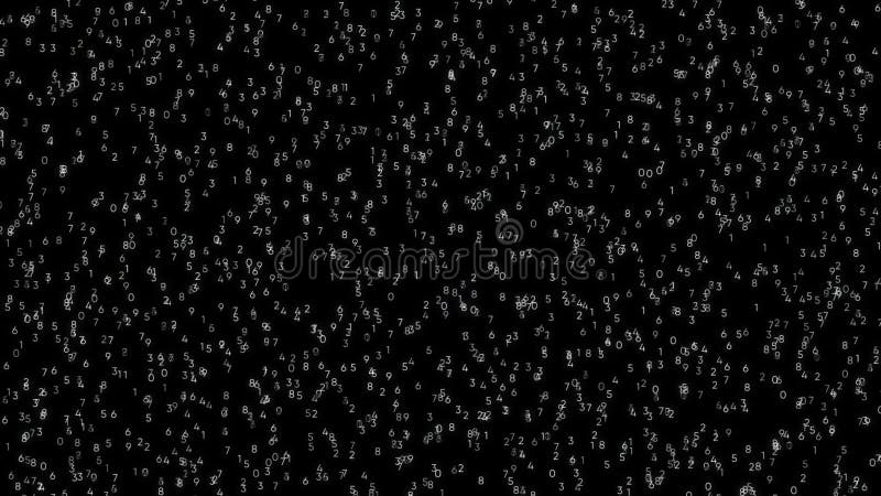 Black Abstract Background with Flying Small Numbers Changing Their ...