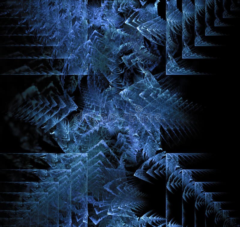 Black Abstract Background with Rectangle Fractal Texture. Blue F Stock ...