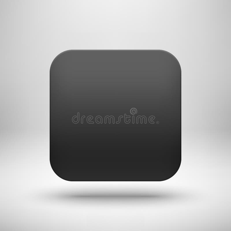 Black Realistic Blank App Icon Button Template Stock Illustrations ...