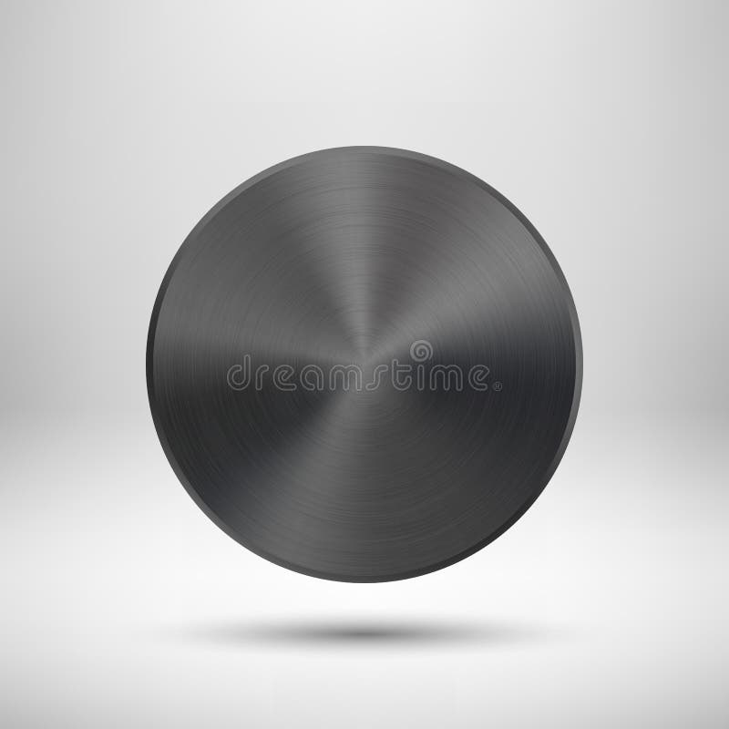 Black Abstract Circle Button with Metal Texture Stock Vector ...