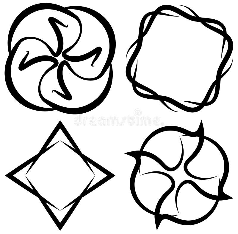 Black Abstract Contour, Outline Logo Shape, Design Element (set Stock ... Black Abstract Contour, Outline Logo Shape, Design Element (set Stock ...