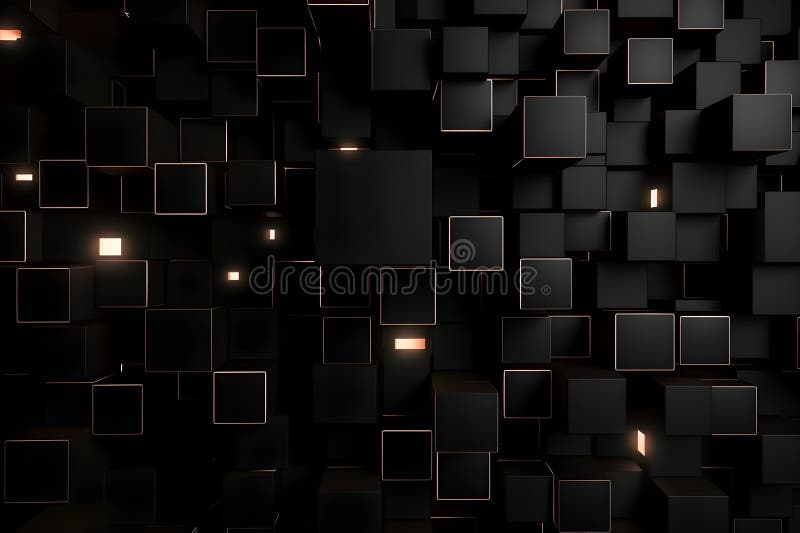 Black Abstract Cubes Background with Geometric Theme Stock Illustration ...