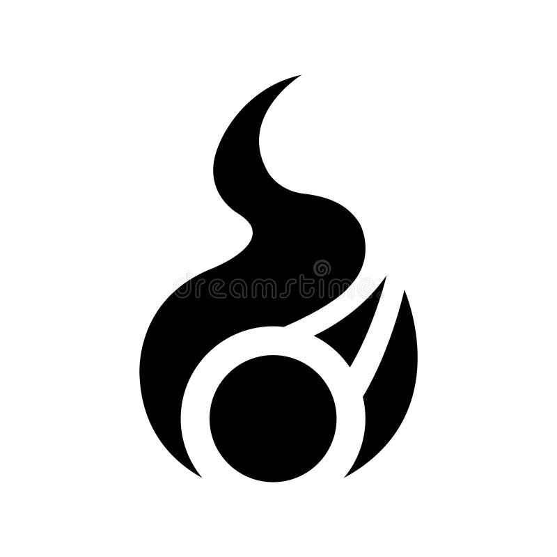 Black Abstract Curvy Fire Shaped Icon Stock Vector - Illustration of ...