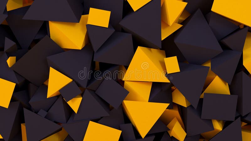 Black Abstract 3d Background with Yellow Triangles Stock Illustration ...