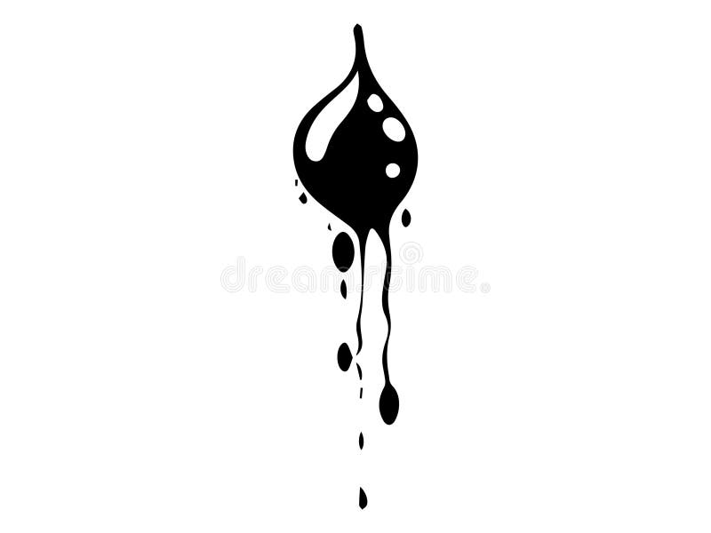 Black Abstract Dripping Shape Isolated on a White Background. Concept ...