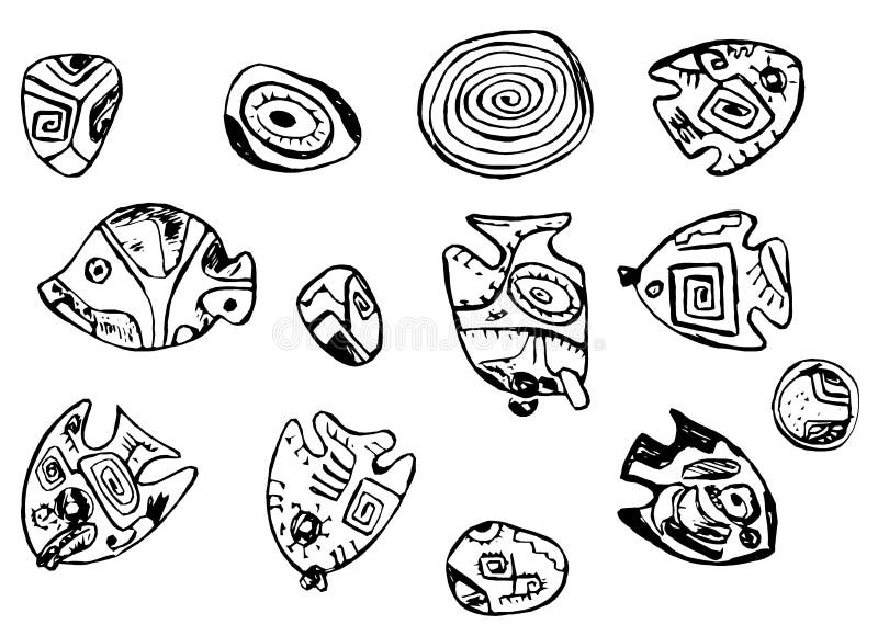 Black Abstract Fish on a White Background Stock Illustration ...