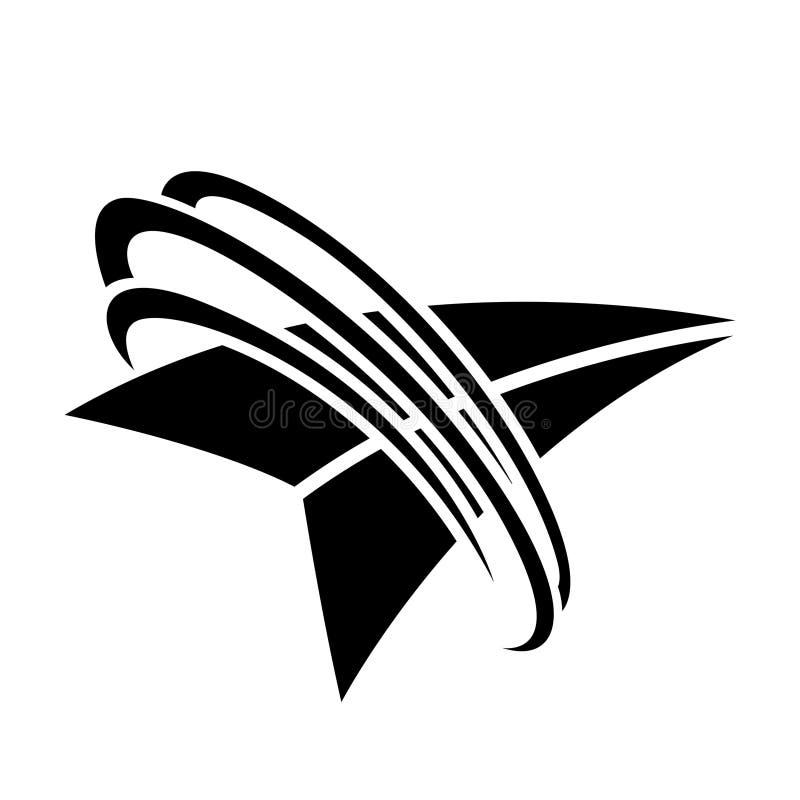 Black Abstract Flying Arrow Icon with Curvy Slashes Stock Vector ...