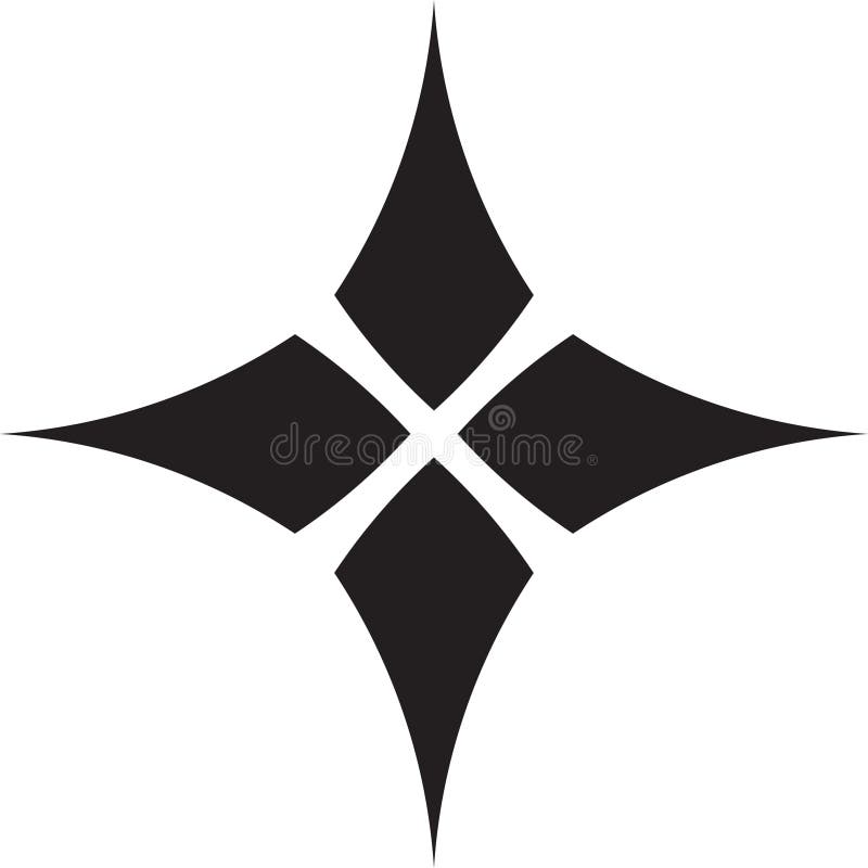 A Black, Abstract Four-pointed Star Vector Logo or Symbol Stock ...