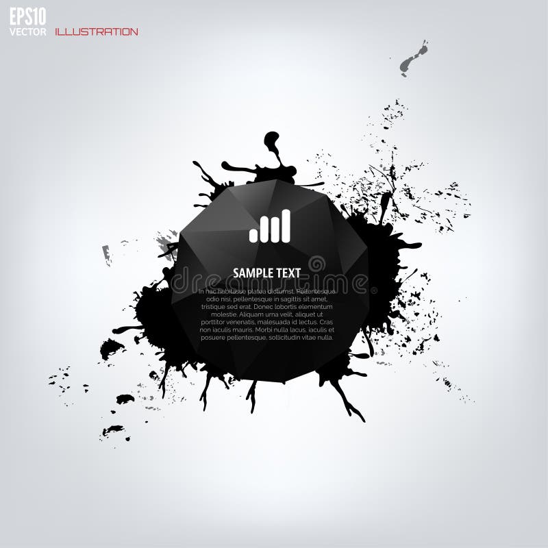 Black Abstract Geometric Background with Splash. Stock Vector ...