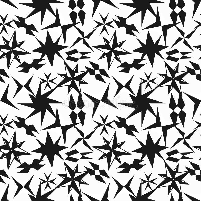 Black Abstract Geometric Objects on a White Background Seamless Pattern ...