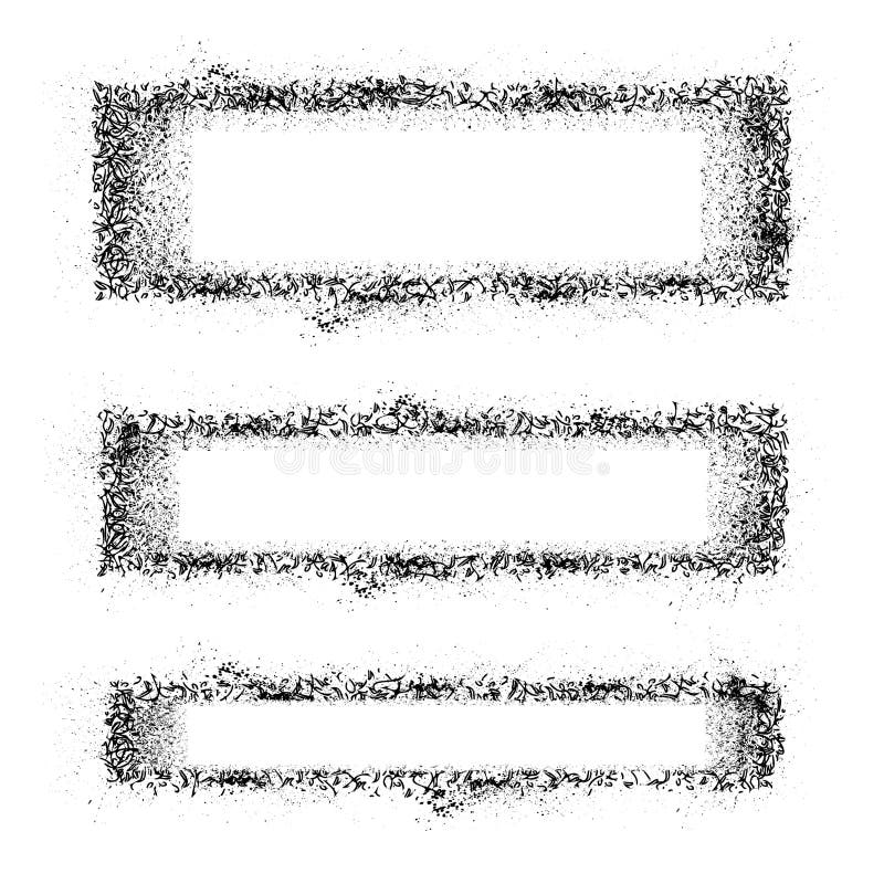 Black Abstract Grunge Rectangle Full Frames Outline Stock Vector ...