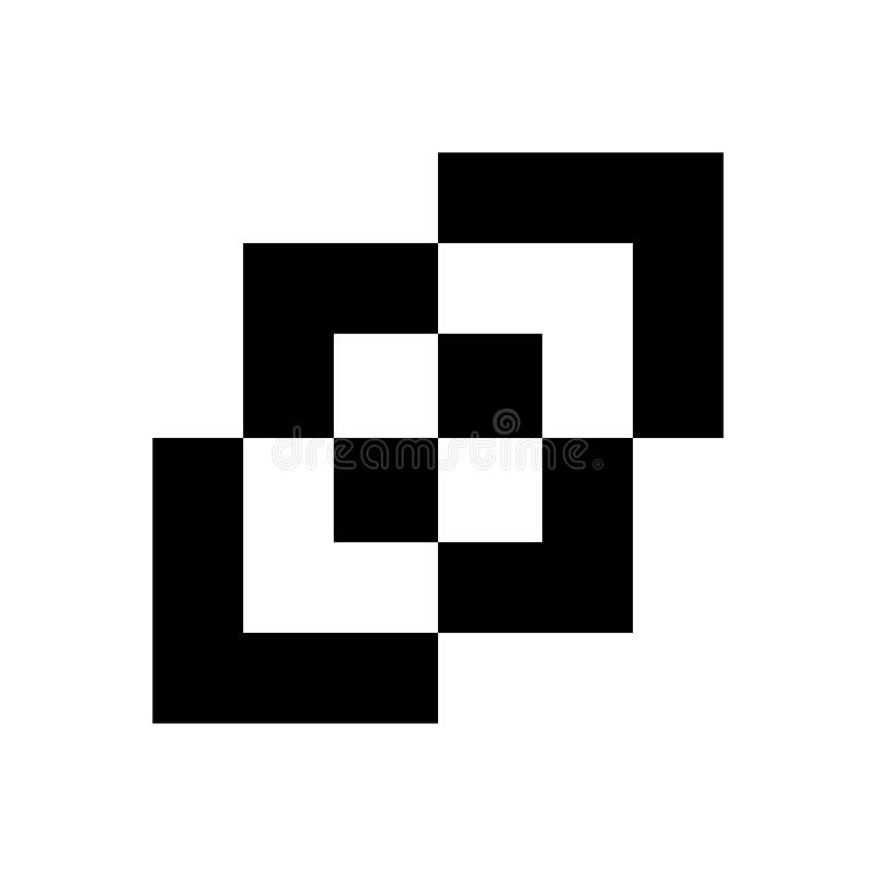 Black Abstract Icon with Overlapping Square Shapes Stock Vector ...