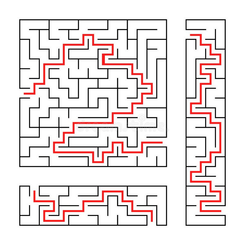 Black Abstract Labyrinth. a Set of Three Puzzles. an Interesting and ...