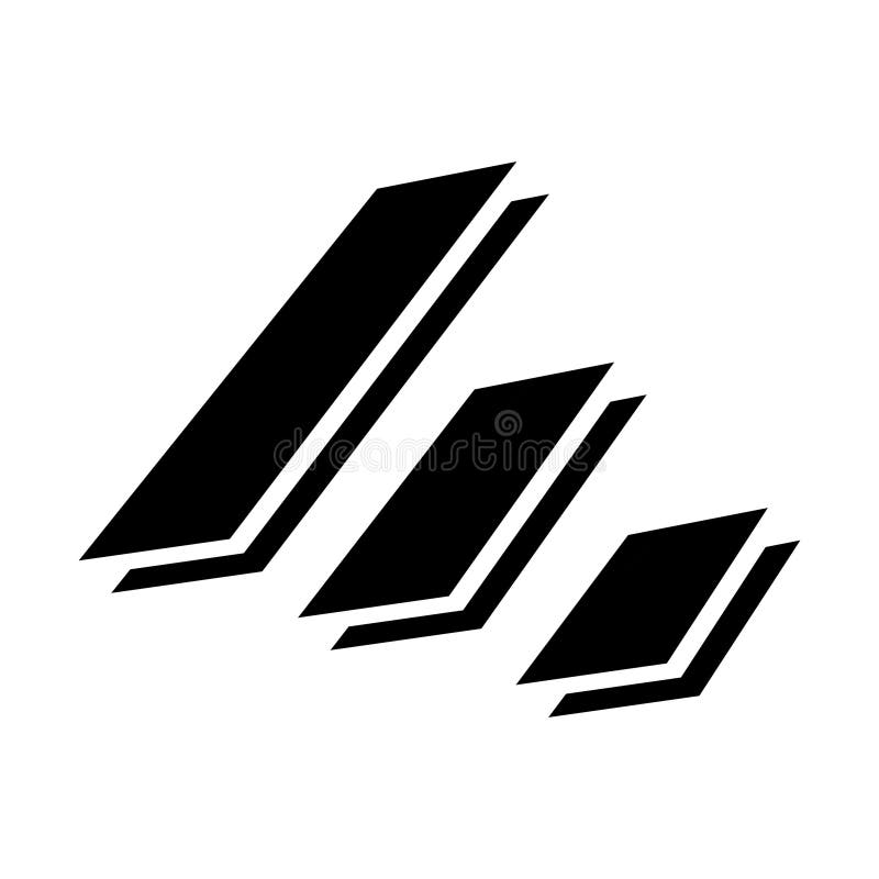 Black Abstract 2 Layered Inclined Rectangles Icon Stock Vector ...
