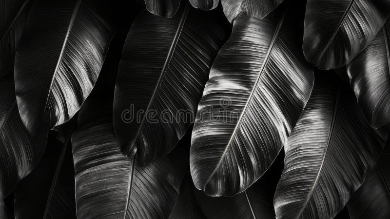 Black Abstract Leaf Textures for a Tropical Leaf Background. Flat Lay ...