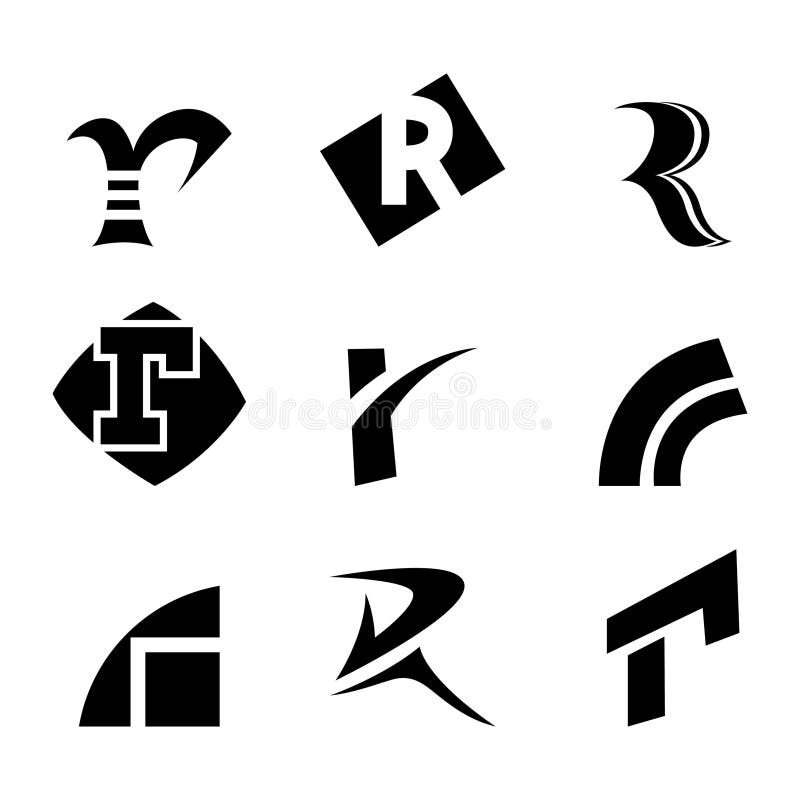 Black Abstract Letter R Icons on a White Background Stock Vector ...
