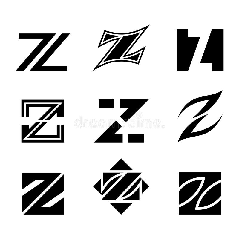 Black Abstract Letter Z Icons on a White Background Stock Vector ...