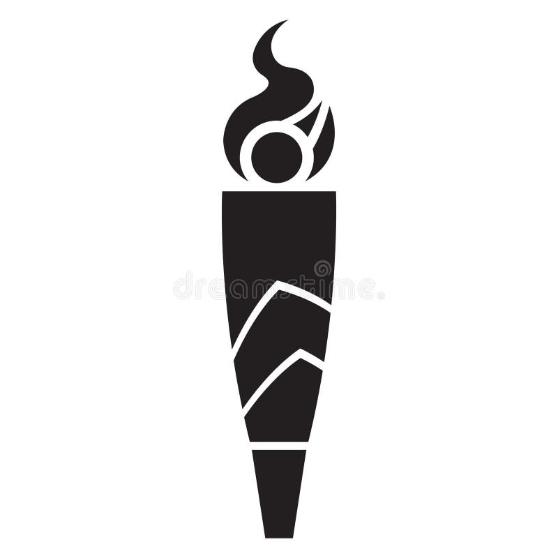 Black Abstract Long Torch and Fire Icon Stock Vector - Illustration of ...