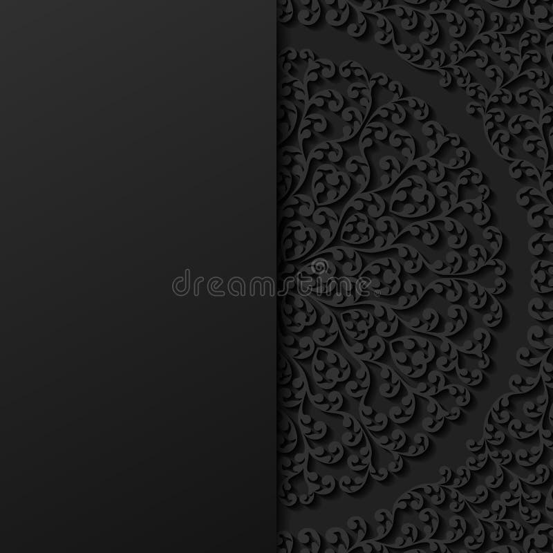 Black Abstract Mandala Ornamental Luxury Geometric and Right Hard Black ...