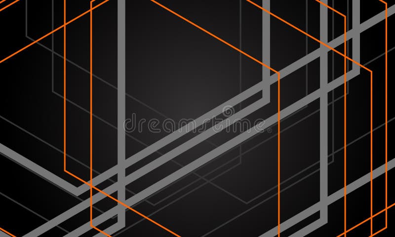 Black Abstract Modern Background with Gray and Orange Geometric Lines ...