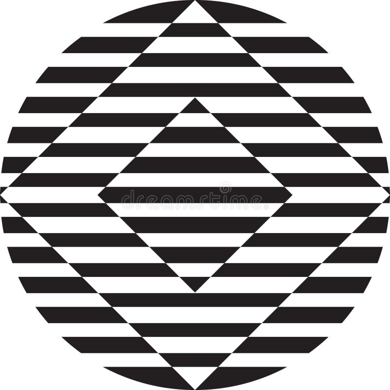 Black, Abstract Op Art Circle and Triangle Vector Logo, Symbol or Icon ...