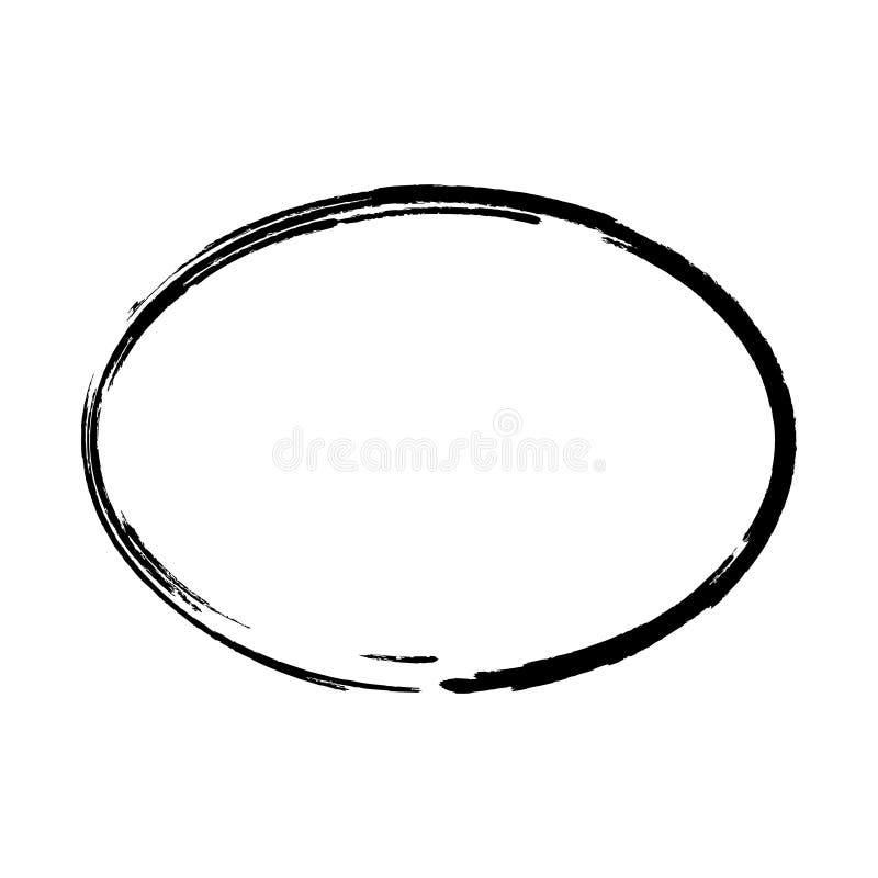Grunge Round Shape with Brush Strokes Oval Stock Vector - Illustration ...