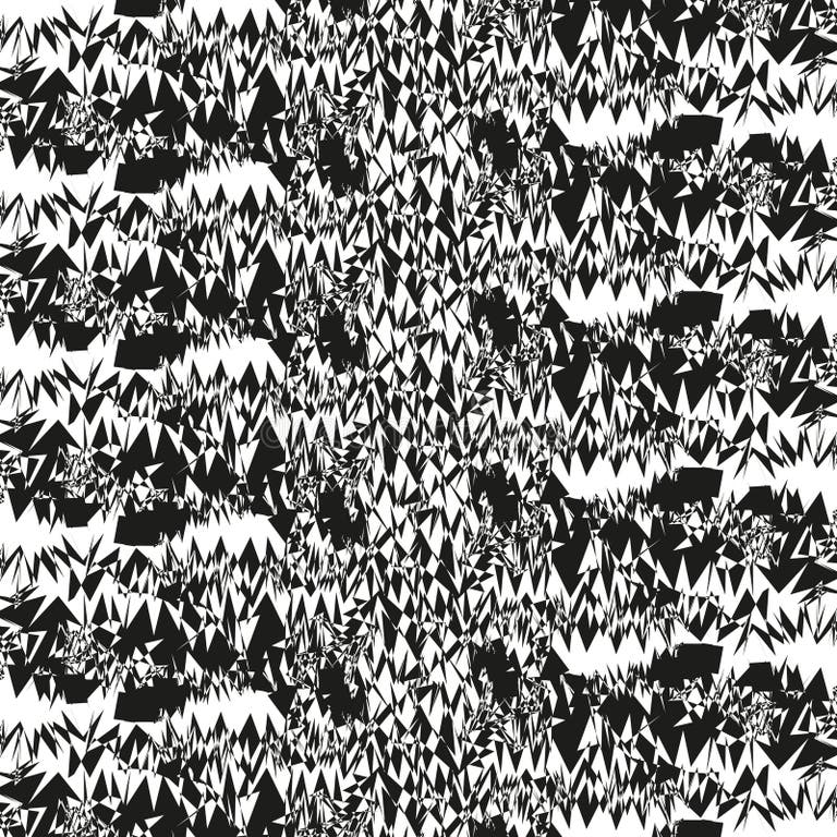 Black Abstract Pattern. Geometric Chaotic Design. Monochrome Seamless ...