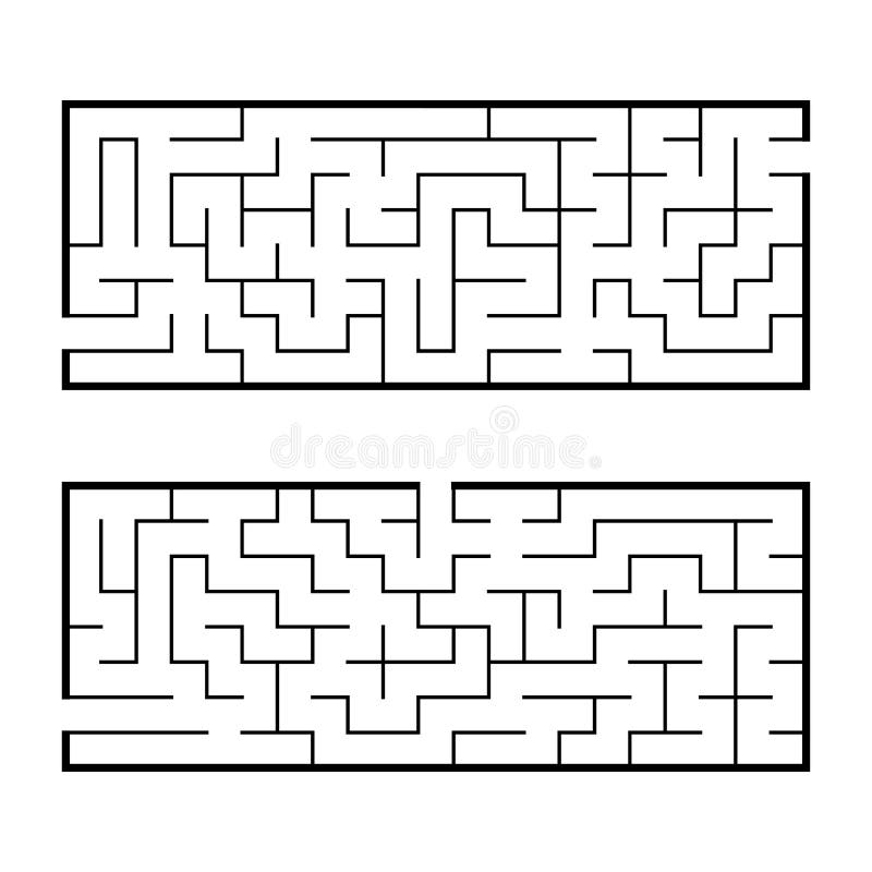 Black Abstract Rectangular Maze. a Set of Two Puzzles. an Interesting ...