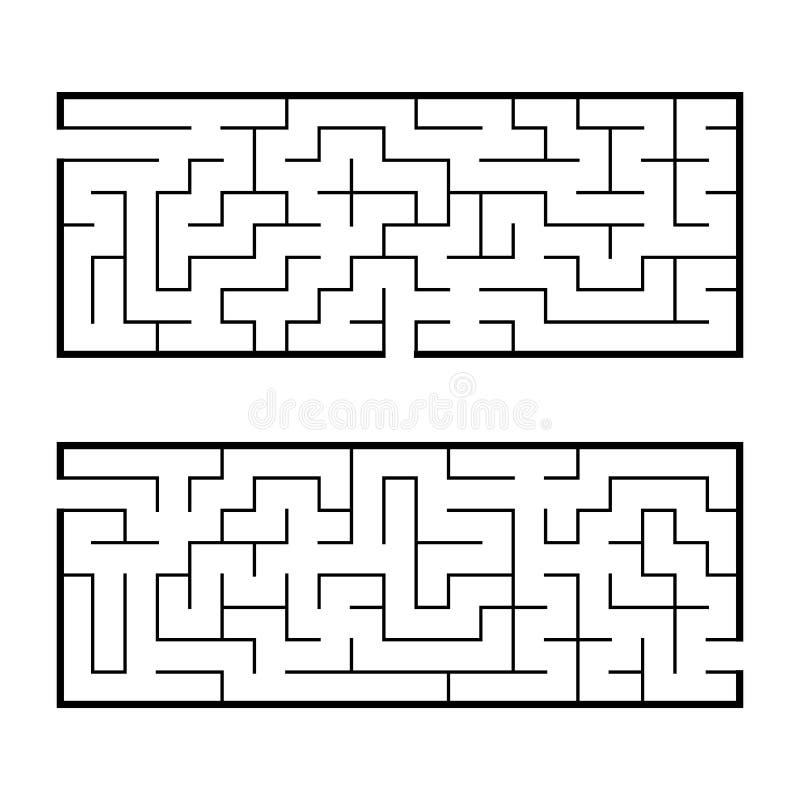 Black Abstract Rectangular Maze. a Set of Two Puzzles. an Interesting ...