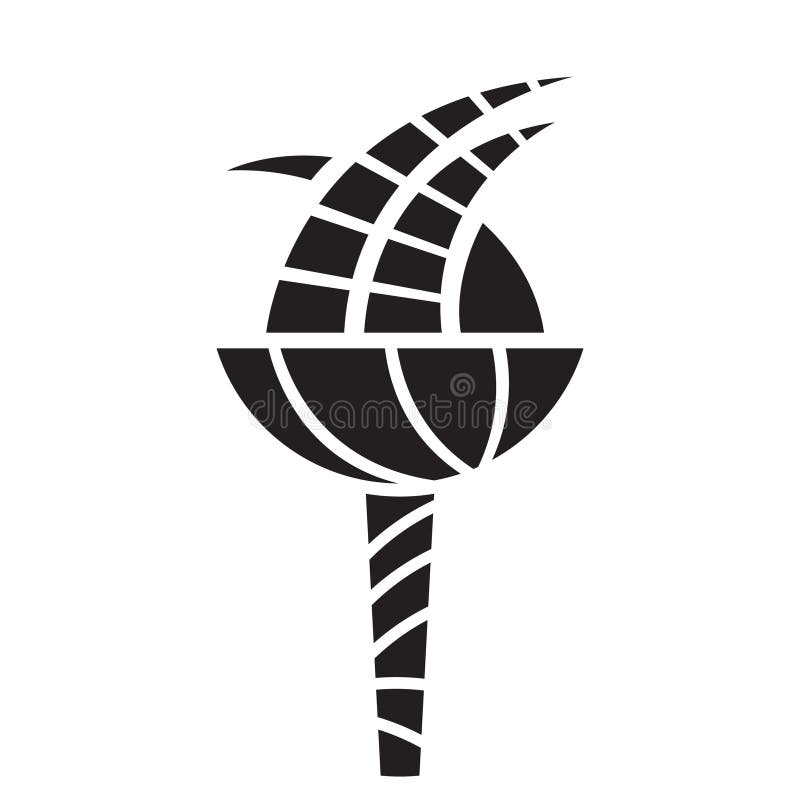 Black Abstract Round Torch and Striped Fire Icon Stock Vector ...