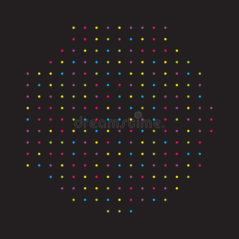 Black Abstract Shape. Colorful Halftone Dots. Vector Retro. Texture ...