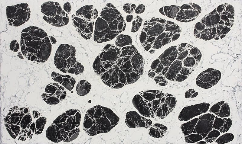 Black Abstract Shapes on White Background, Resembling Rocks or Cells ...