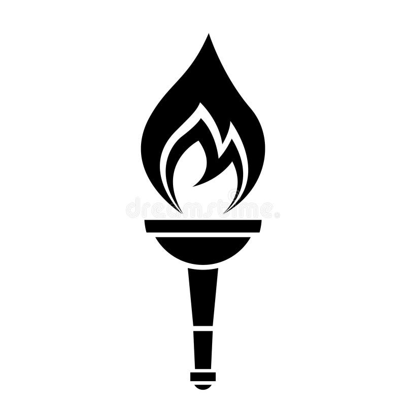 Black Abstract Simplified Torch and Flame Icon Stock Vector ...