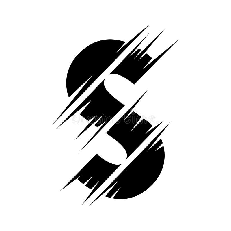 Black Abstract Slashed Split Shaped Letter S Icon Stock Vector ...