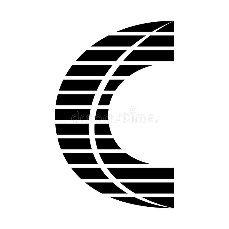 Black Abstract Slashed Striped Letter C Icon Stock Vector ...
