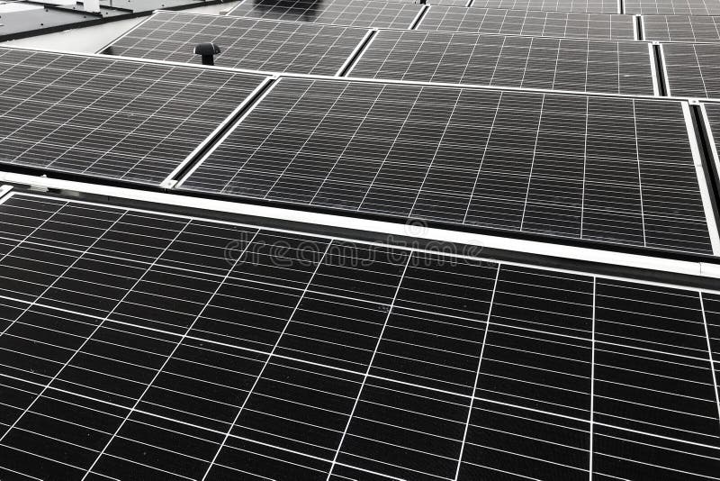 Black Abstract Solar Panels on the Roof of the House Stock Photo ...