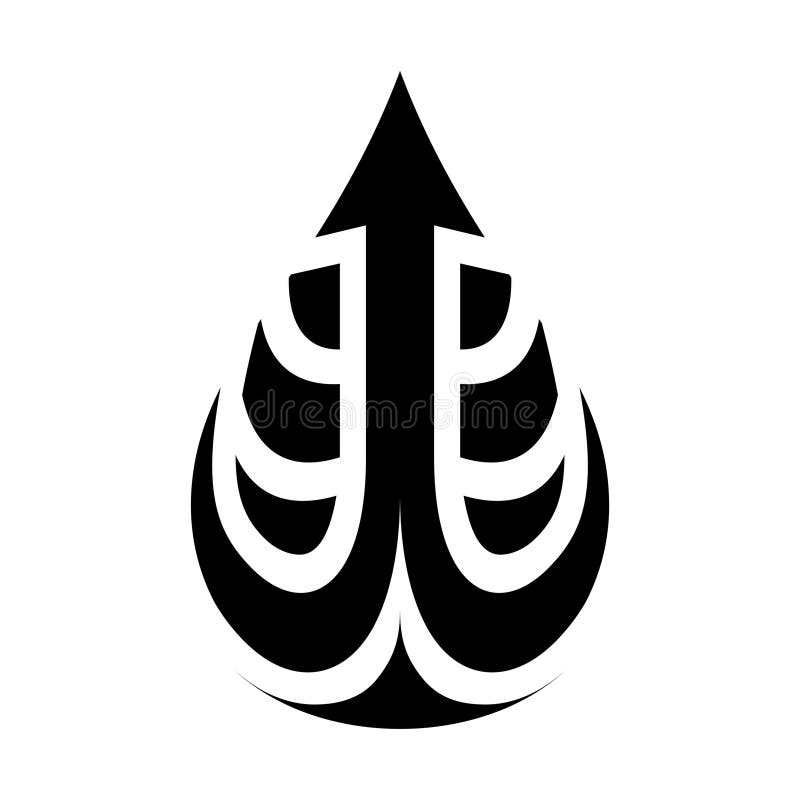 Black Abstract Spiky Water Drop Icon with an Arrow Stock Vector ...