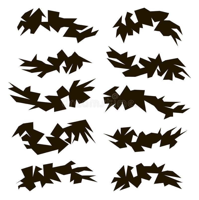Black Abstract Spots Corners Vector Isolated Objects on a White ...