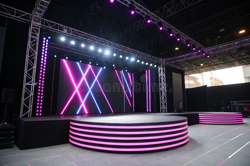 Black Abstract Stage with One Circle Podium Stock Illustration ...