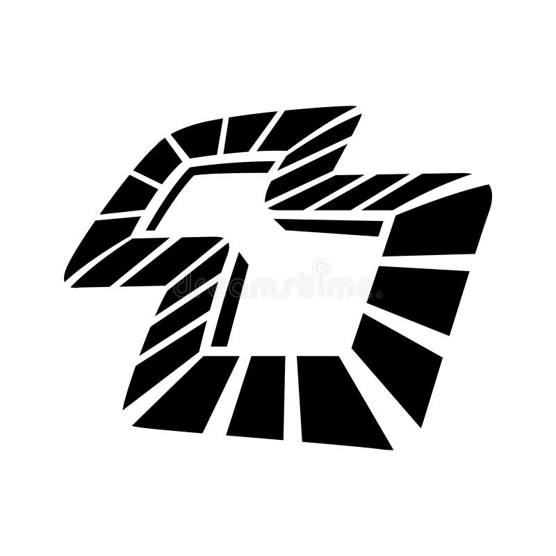 Black Abstract Striped Nested Squares Icon in Perspective Stock Vector ...